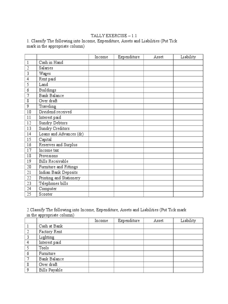 Tally Exercise | PDF | Debits And Credits | Bookkeeping