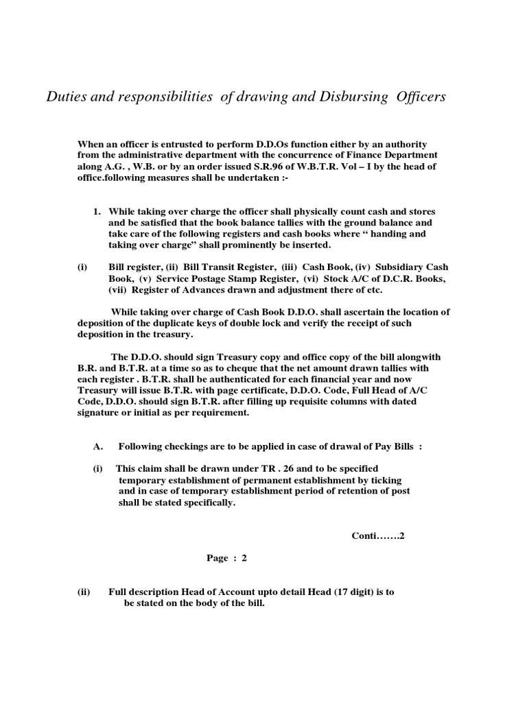 Duties and Responsibilities of A DDO | PDF | Cheque | Payments