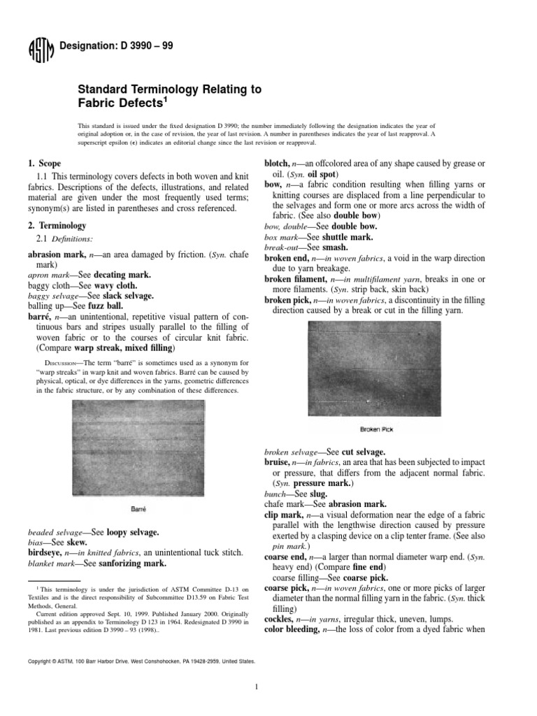 Astm D3990-99-2004 | PDF | Knitting | Textiles