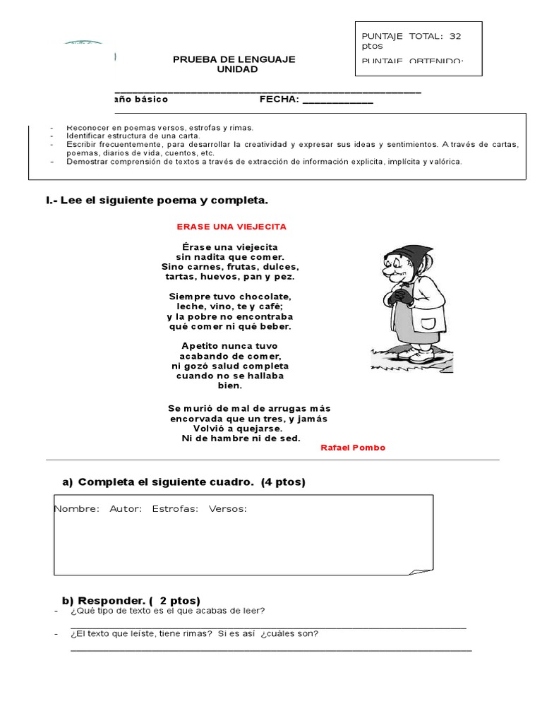 Prueba Lenguaje Segundo | PDF | Estudios de idiomas extranjeros