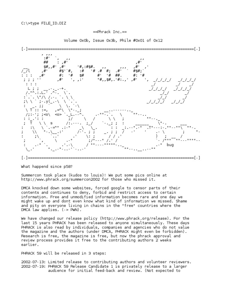 Phrack Magazine Issue 59 | PDF | Operating System | Operating System ...