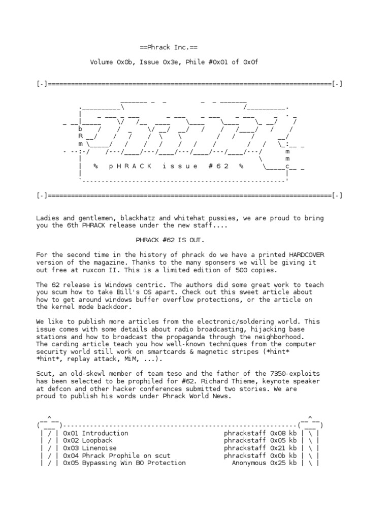 Phrack Magazine Issue 62 | PDF | Domain Name System | Port (Computer ...