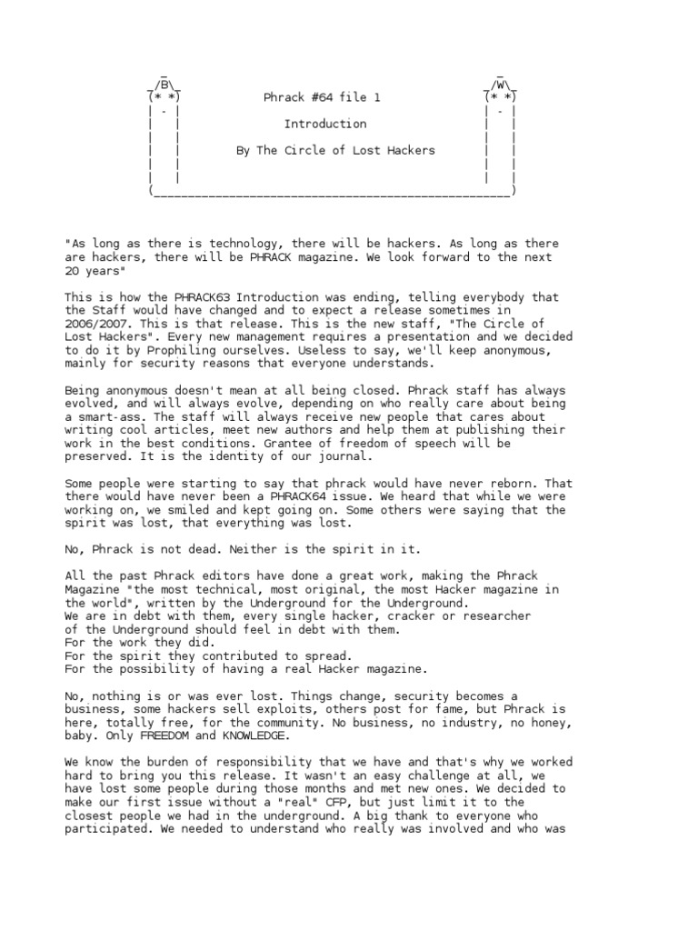 Phrack Magazine Issue 64 | PDF | Security Hacker | Quantum Computing