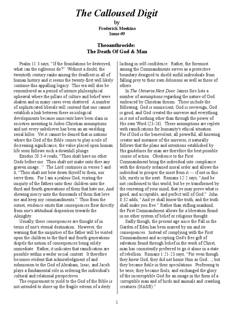 The Calloused Digit #9 | PDF | God | Humanism