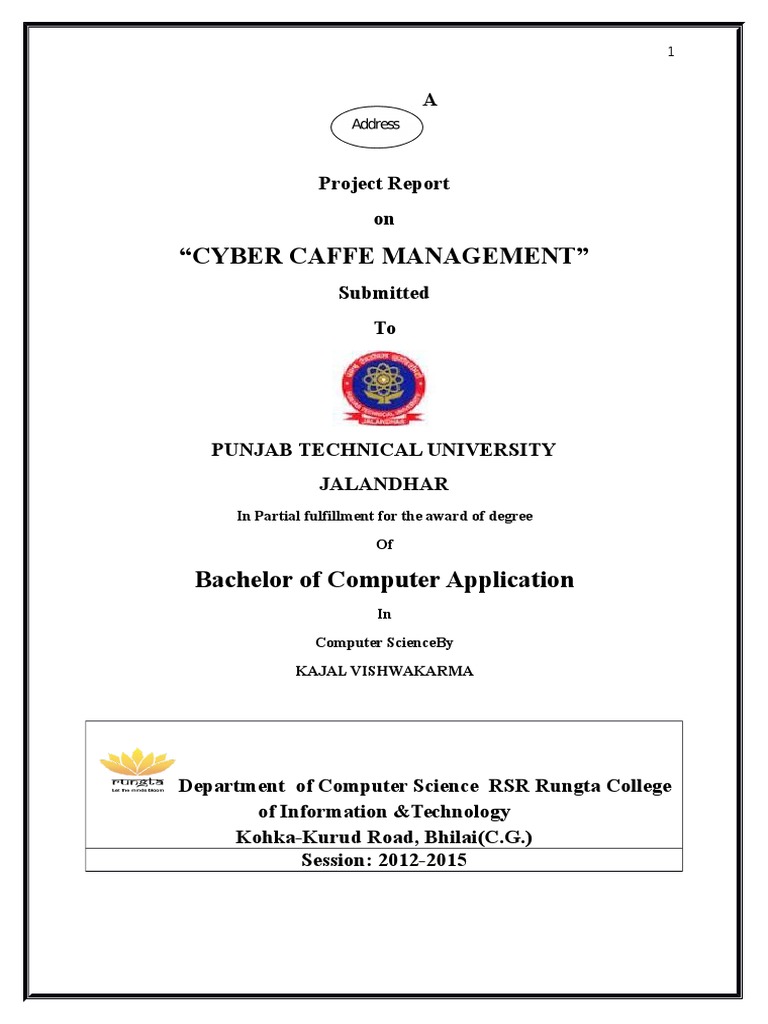 "Cyber Caffe Management": in Partial Fulfillment For The Award of ...