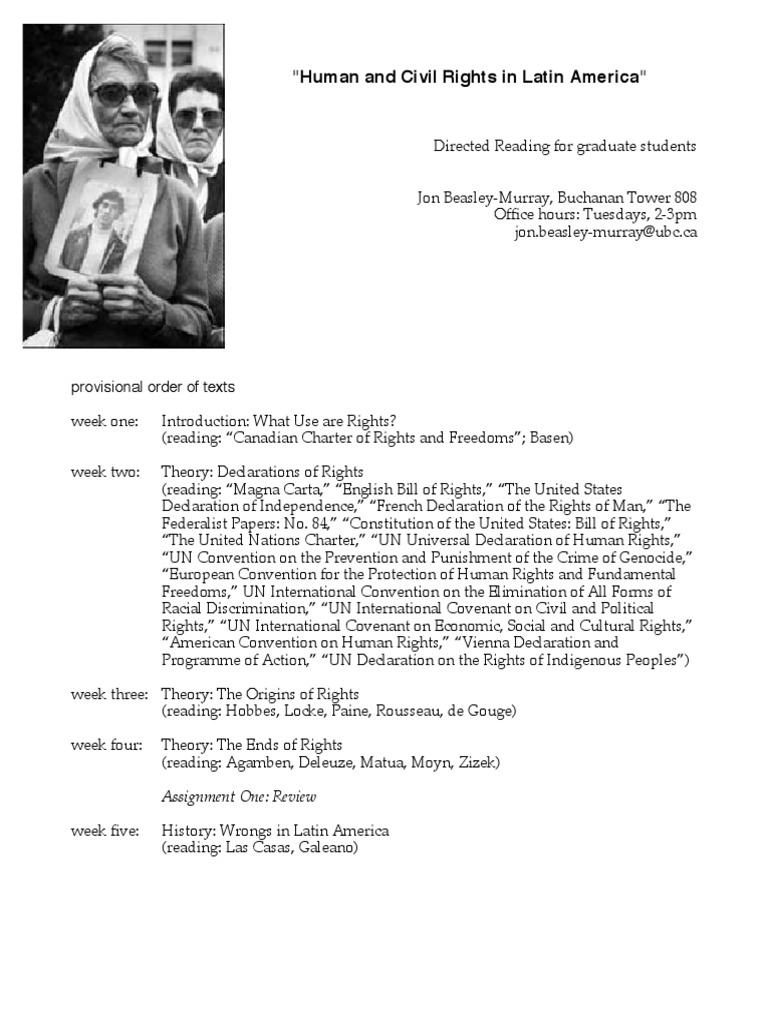 "Human and Civil Rights in Latin America": Assignment One: Review | PDF ...