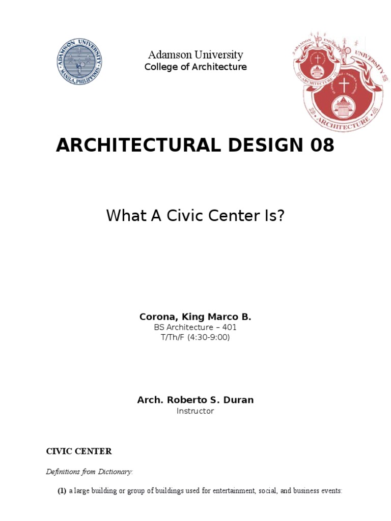 Architectural Design 08: What A Civic Center Is? | PDF | Encyclopedias