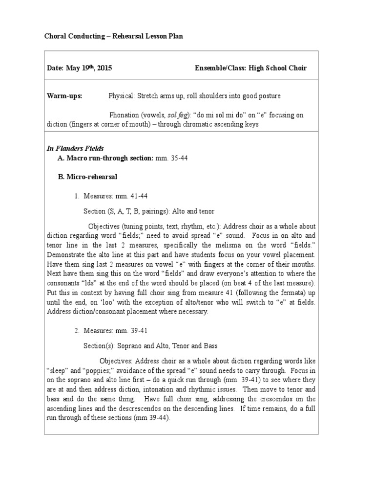 Choir Lesson Plan | PDF