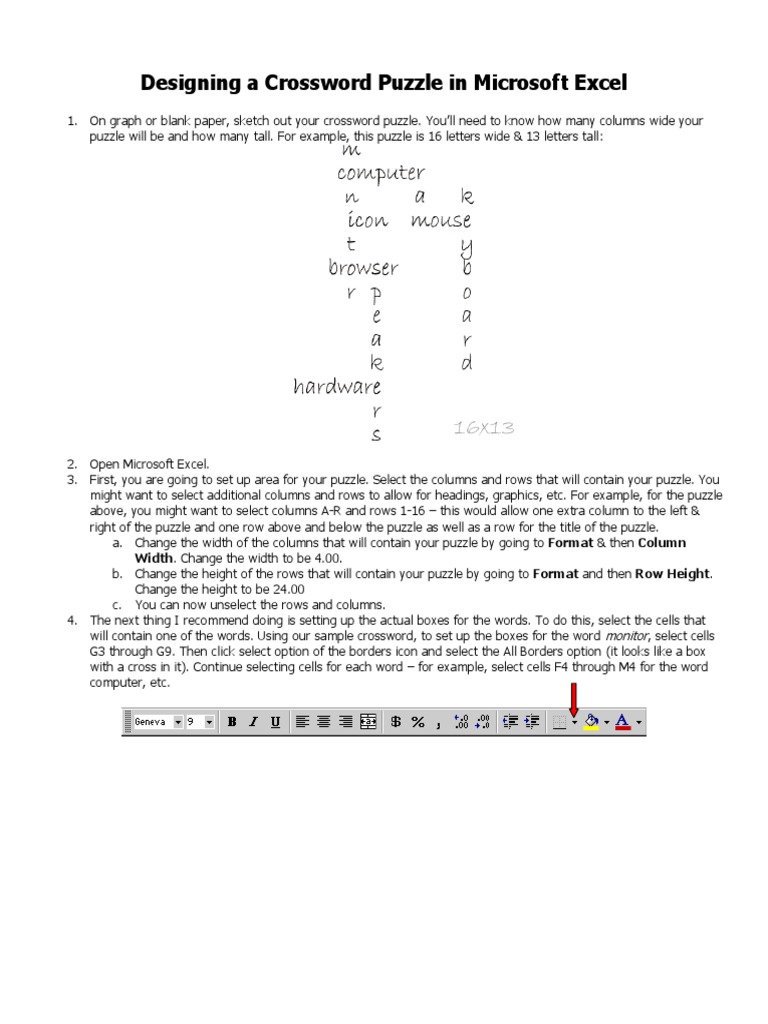 Create Crossword Puzzles in Excel | PDF | Crossword | Input/Output