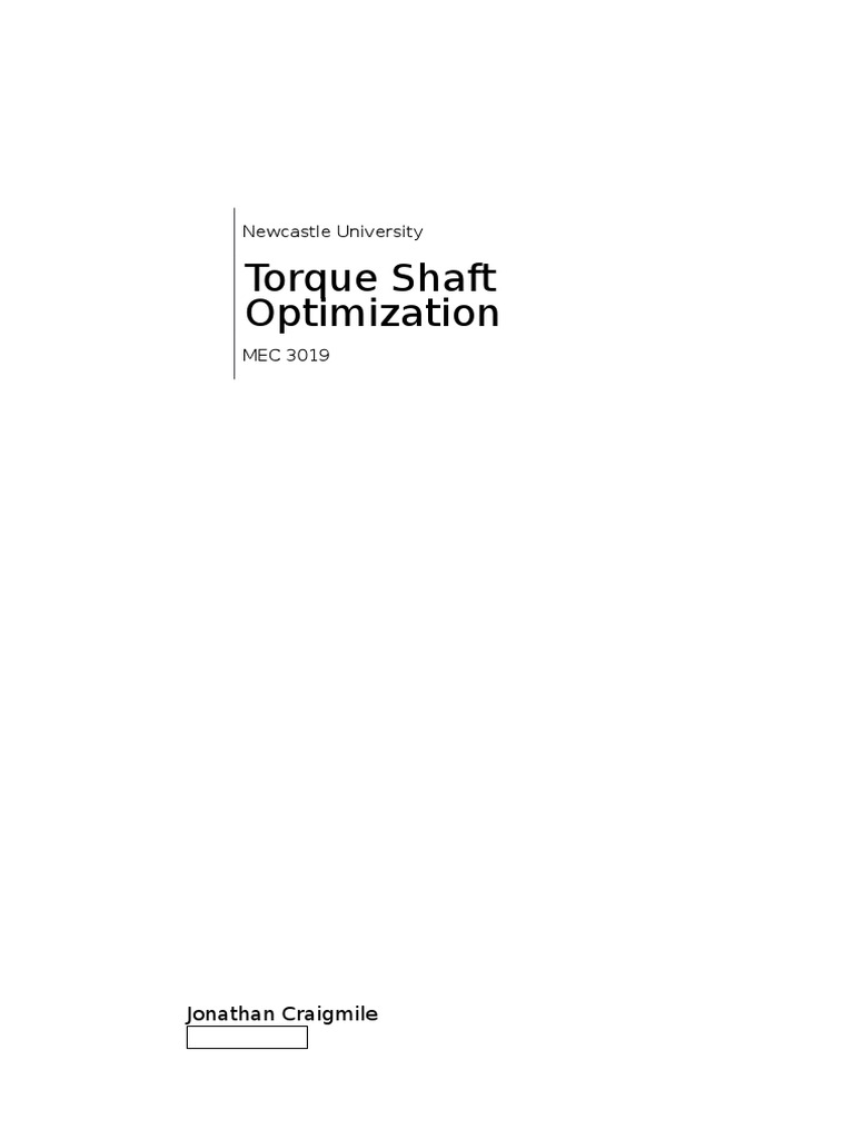 Torque Shaft Design Optimization Report | PDF | Strength Of Materials ...