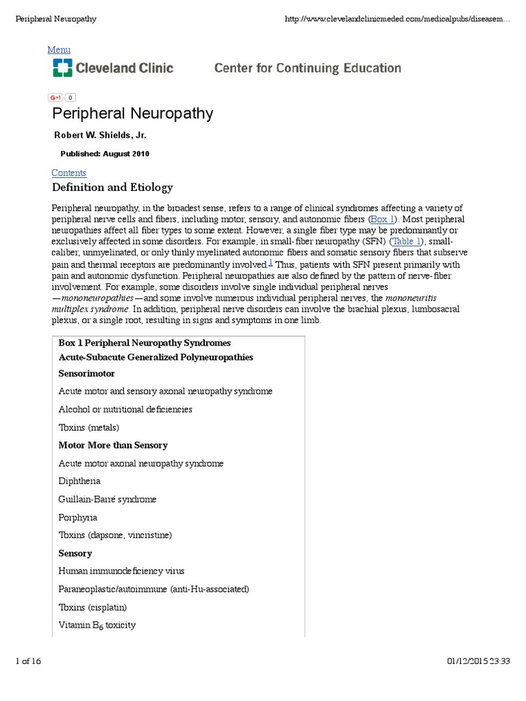 Peripheral Neuropathy | PDF | Peripheral Neuropathy | Clinical Medicine