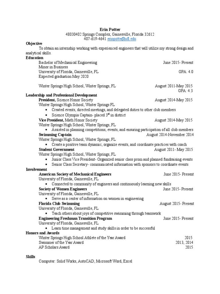 Erin Potter: Erinpotte@ufl - Edu | PDF