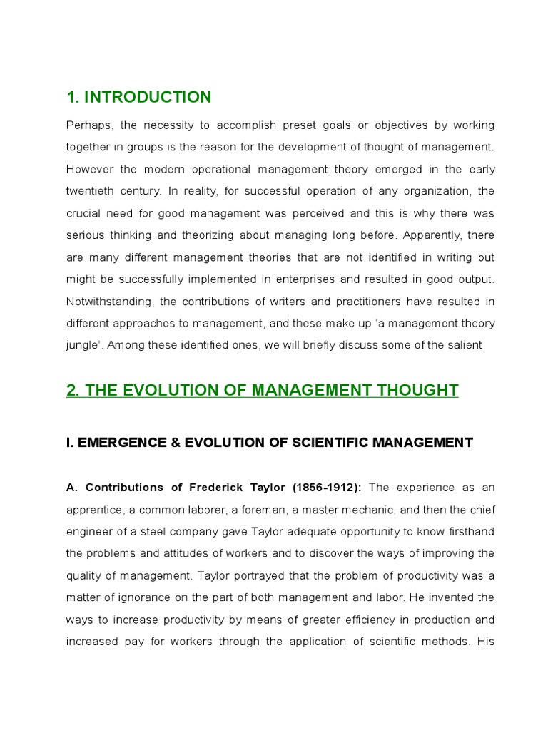 Evolution of Management Thought | PDF | Psychology | Behavioural Sciences
