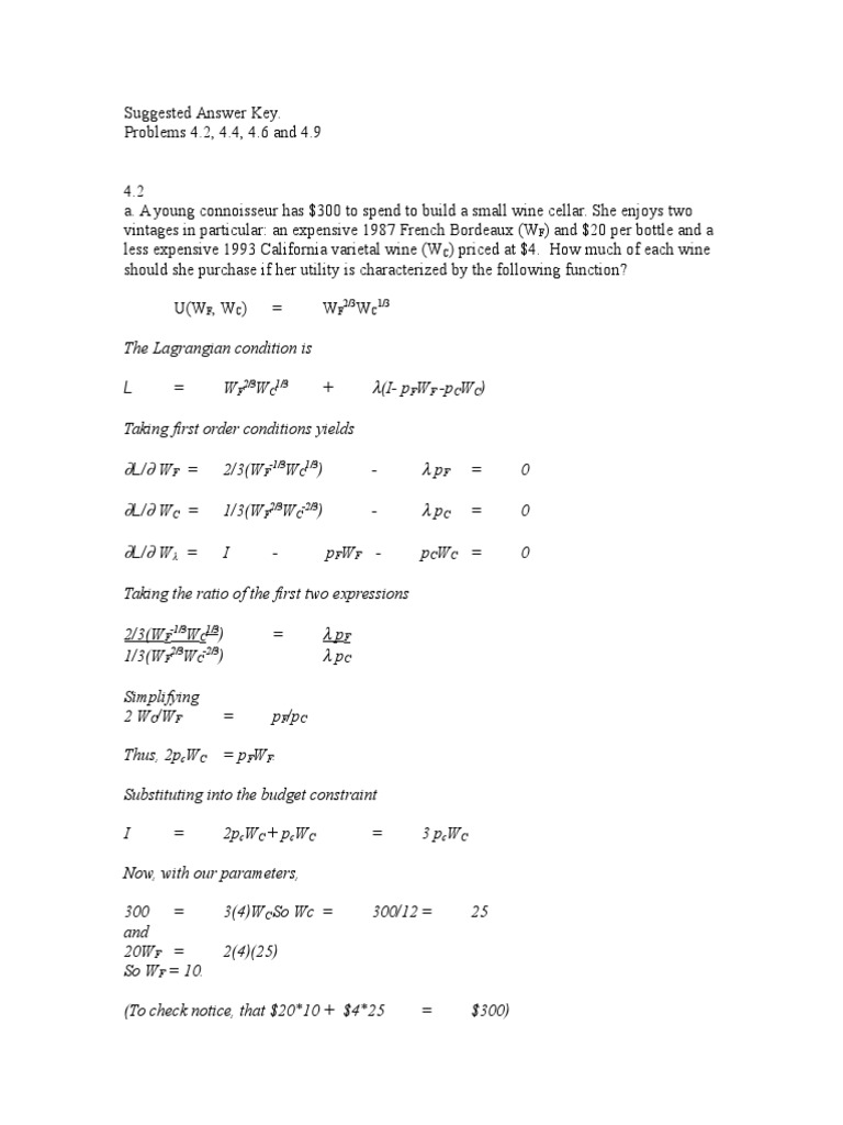 Probset 3 Key | PDF | Utility | Economic Theories