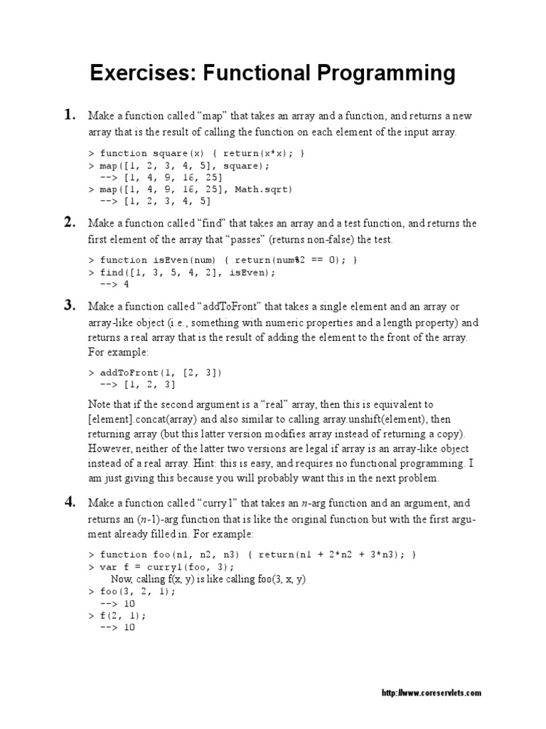 Exercises: Functional Programming: Now, Calling F (X, Y) Is Like Calling Foo (3, X, Y) | PDF ...