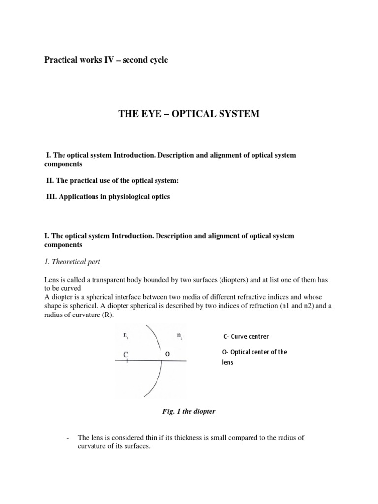 9.the Eye Optical System | PDF | Lens (Optics) | Optics