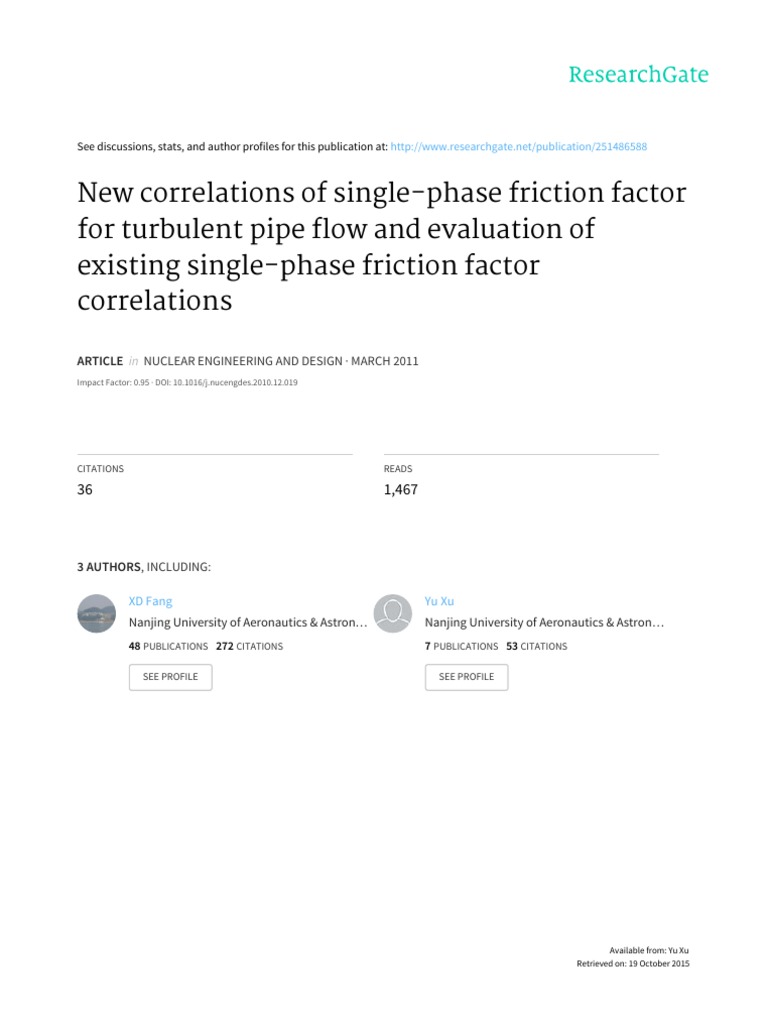 New Correlations of Single-Phase Friction Factor For Turbulent Pipe ...