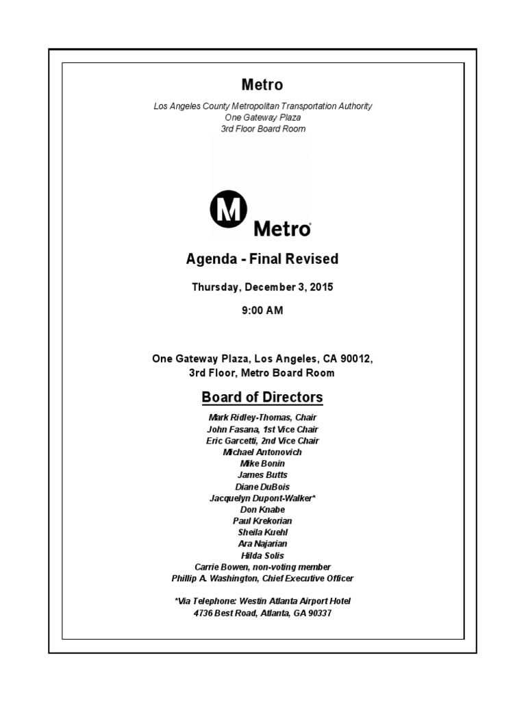 Metro Board Agenda | PDF | Committee | Board Of Directors
