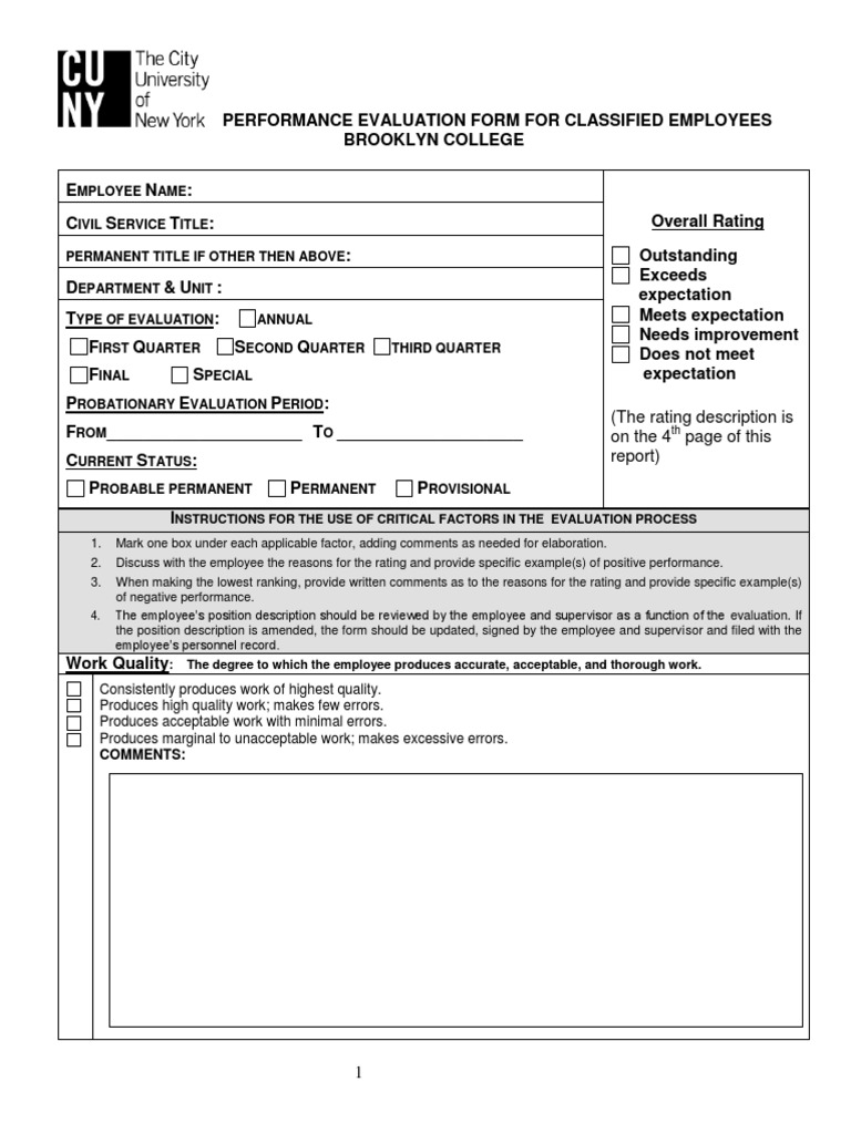 BC FORM Evaluation | PDF | Performance Appraisal | Employment