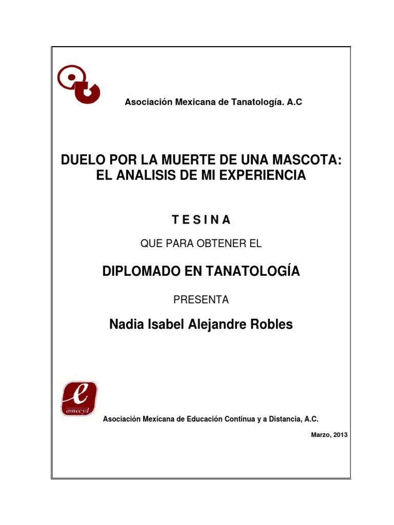Duelo por la muerte de una mascota | PDF | Dolor | Mascota