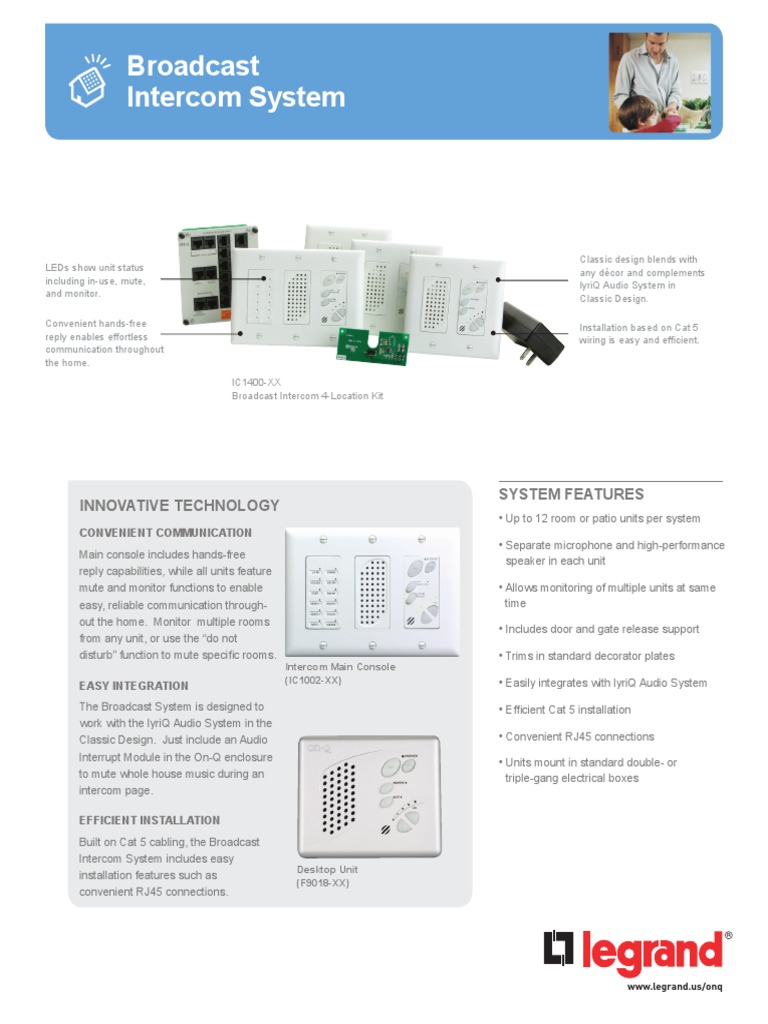 OnQ Broadcast Intercom System Manual | PDF | Electronics | Equipment