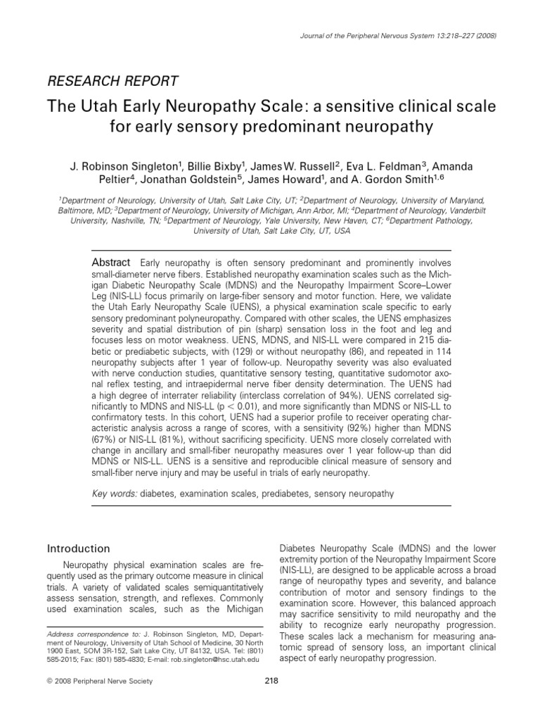 Utah Neuropathy Scale | PDF | Peripheral Neuropathy | Pain