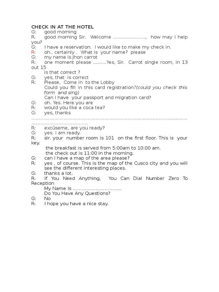 Hotel Check-In Process Guide | PDF