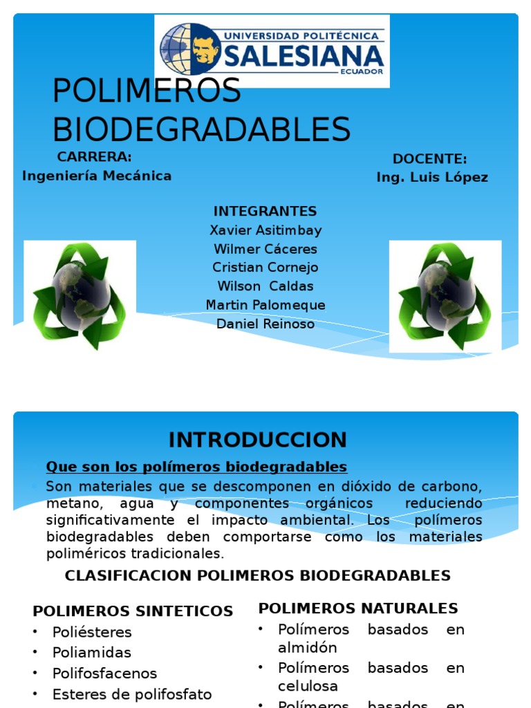 Polímeros Biodegradables: Clasificación y Ejemplos | PDF | Biopolímero ...