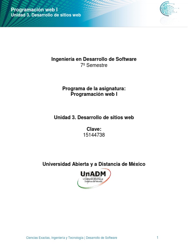 Unidad 3. Desarrollo de Sitios Web | PDF | Script Java | HTML