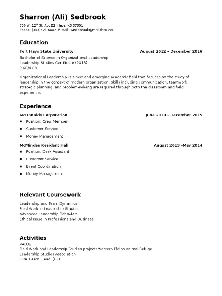 Sharron Sedbrook's Leadership Resume | PDF | Career & Growth | Self ...