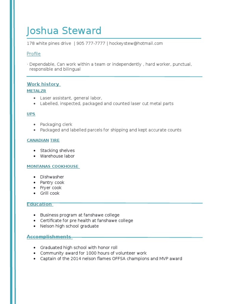 Joshua Steward's Professional Profile | PDF