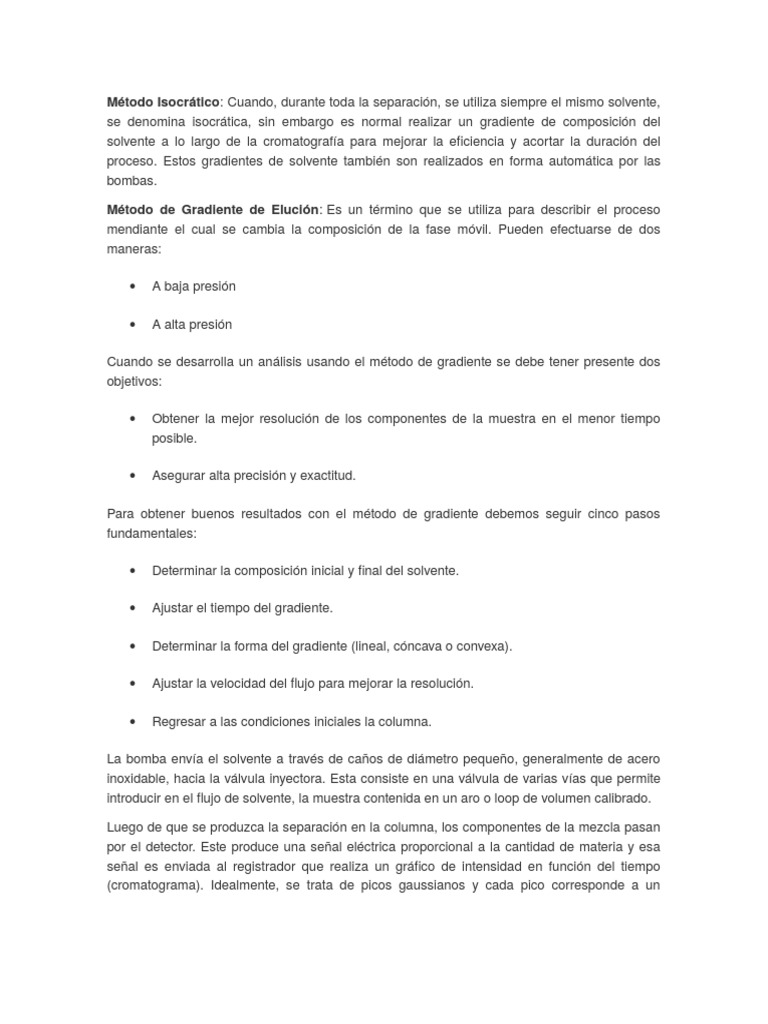 Método Isocrático | PDF | Cromatografía | Línea espectral
