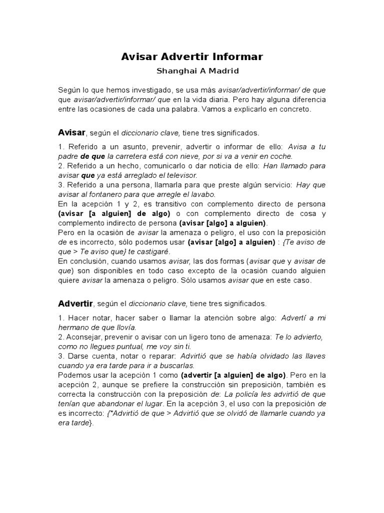 Informar | PDF | Tipología Lingüística | Reglas