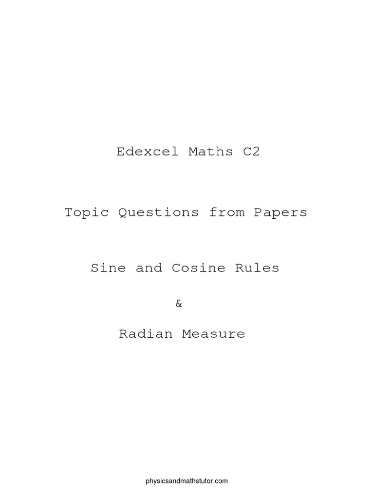 Ch.2 Sine and Cosine Rule & Ch.6 Radian Measure | PDF | Trigonometric ...