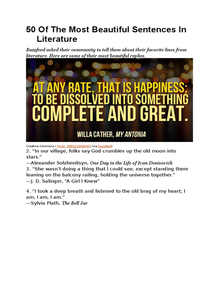 50 of the Most Beautiful Sentences in Literature | English Language ...