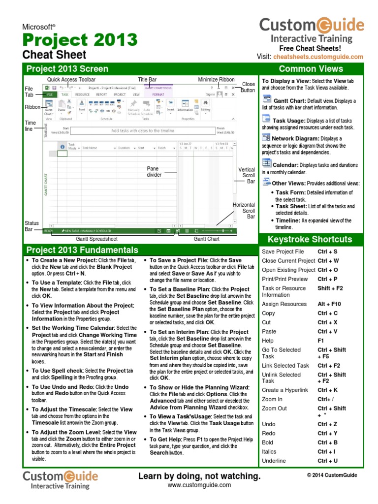 Project 2013 Cheat Sheet | PDF | Career & Growth | Computers
