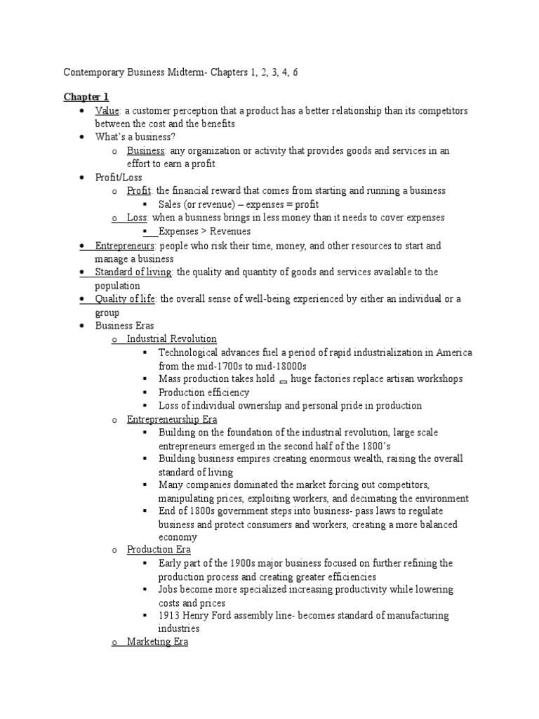 Contemporary Business Midterm Terms | PDF | Money Supply | Fiscal Policy