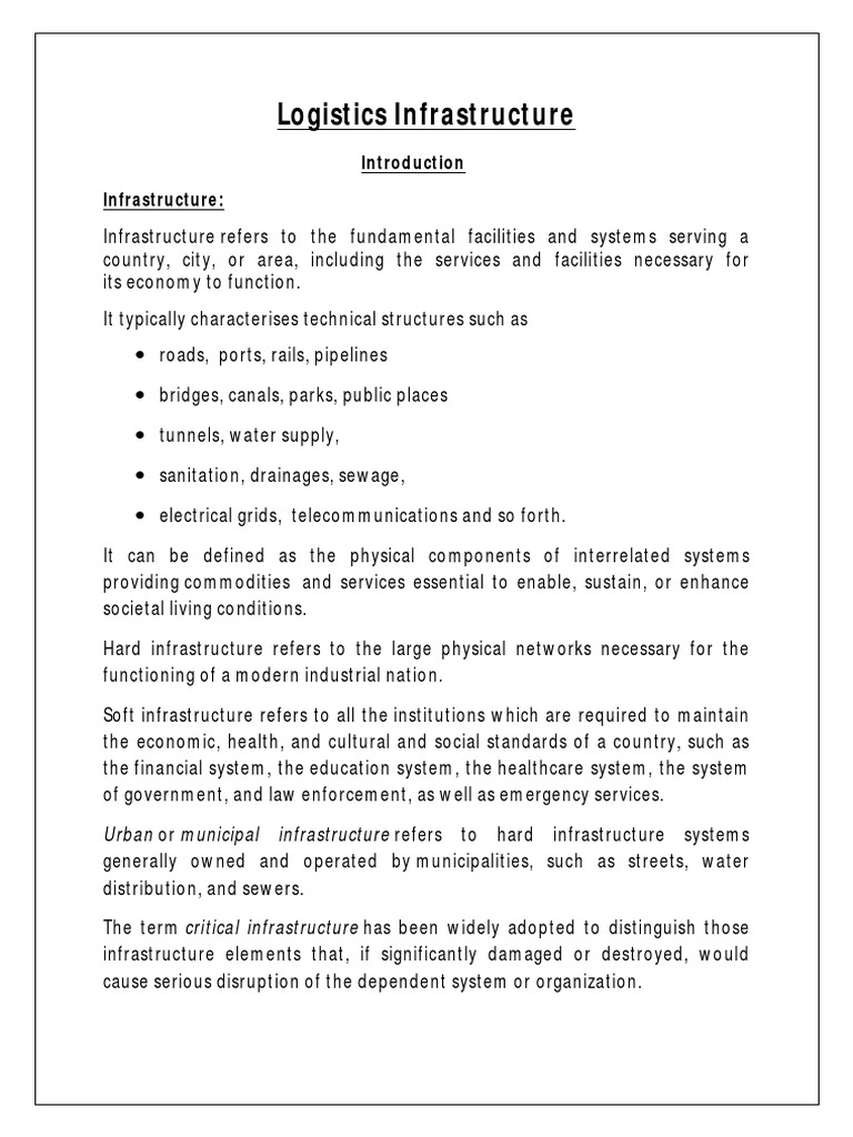 Logistics Infrastructure | PDF | Infrastructure | Logistics