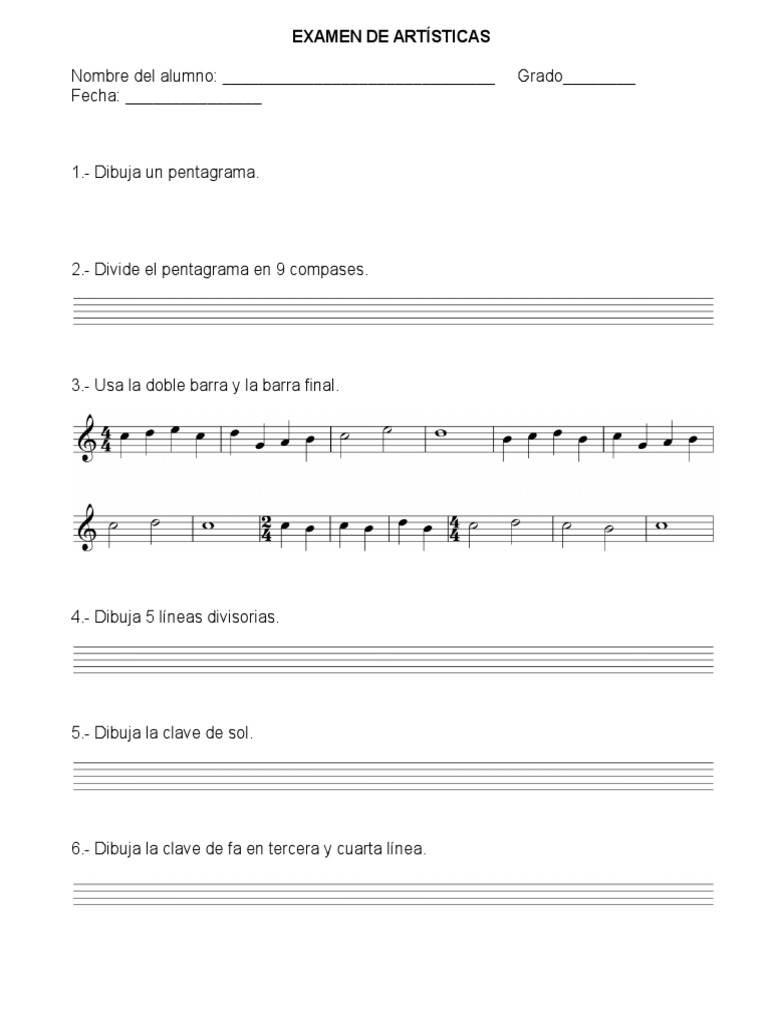 Examen de Música | PDF | Métodos y materiales de enseñanza