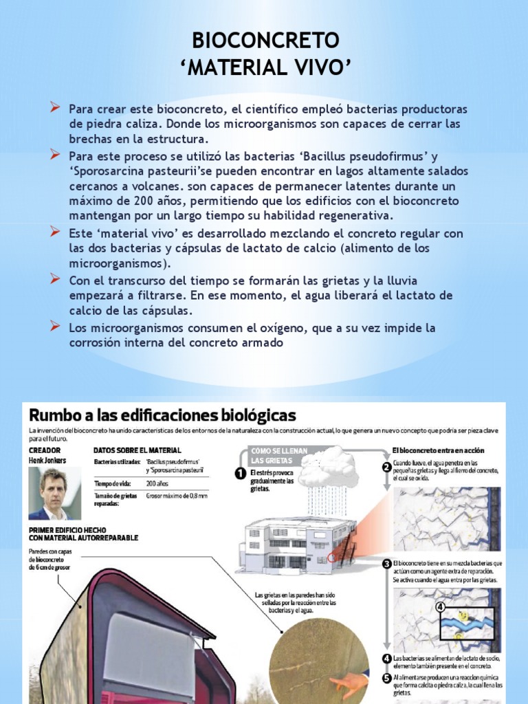 Diapositivas de Bioconcreto | PDF | Hormigón | Caliza
