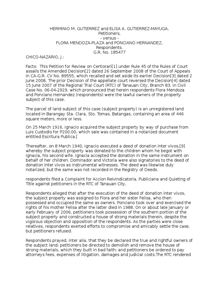 GR 185477 Sample Digest | PDF | Deed | Civil Law (Common Law)