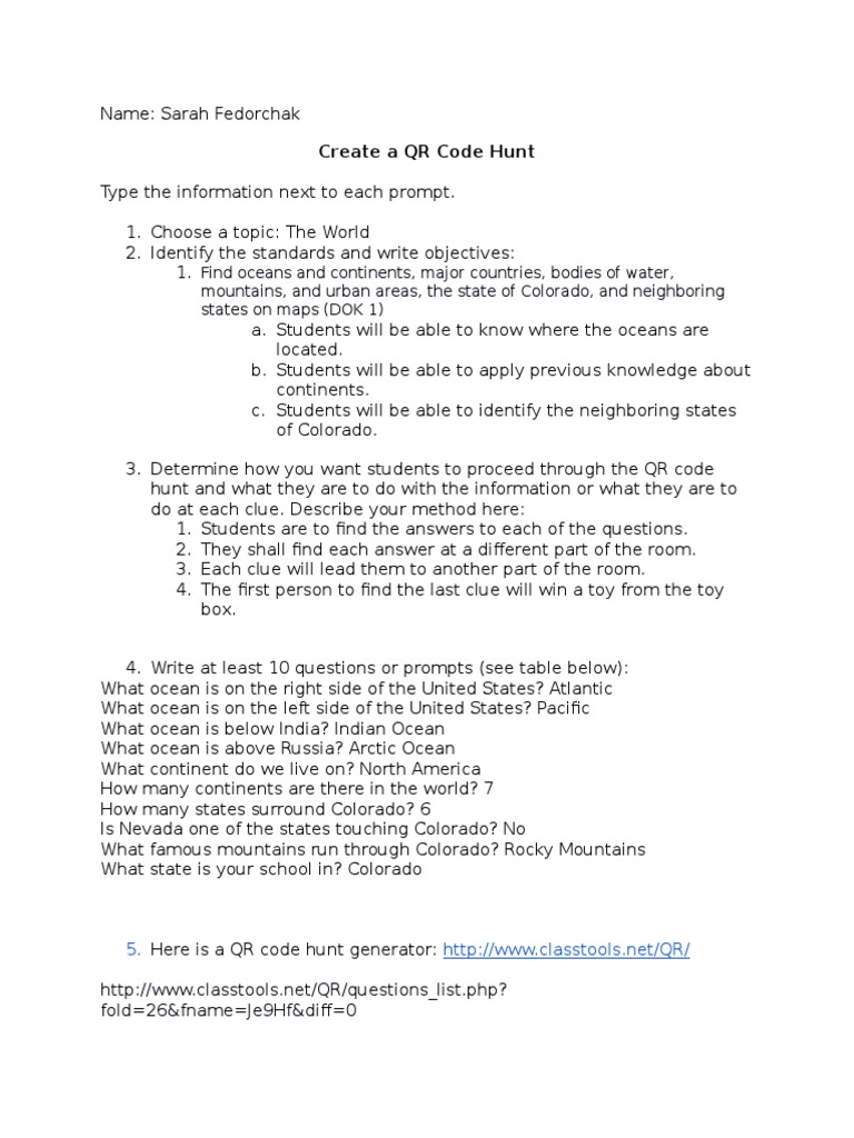 QR Code Hunt for Geography Learning | PDF | Travel | Young Adult