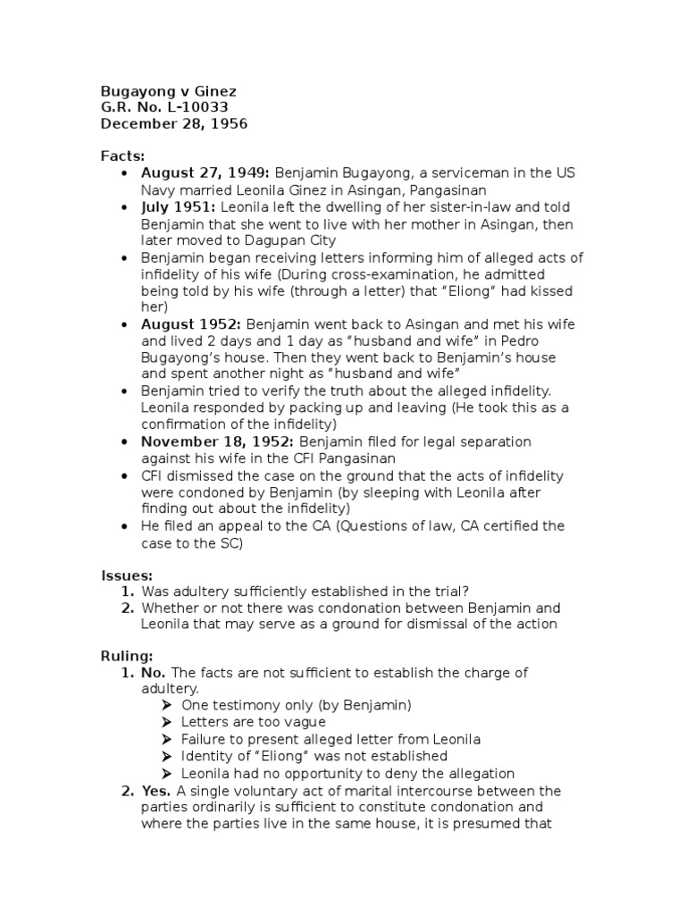 Bugayong V Ginez | PDF | Marriage | Family