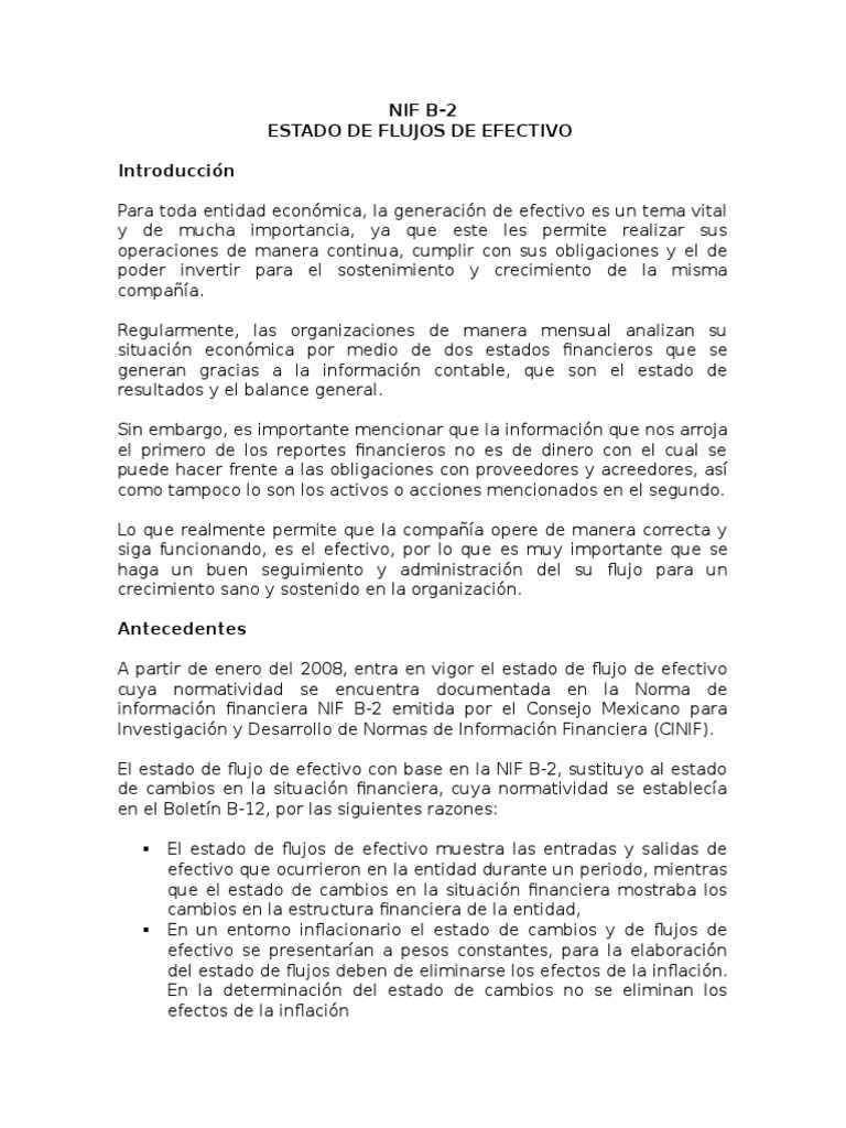 NIF B-2: Estado de Flujos de Efectivo | PDF | Estado de flujo de ...