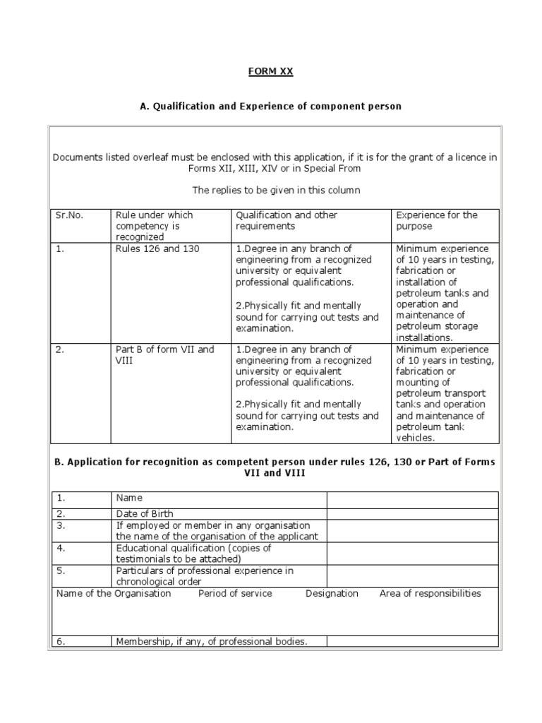 Application For Recognition As Competent Person Under Rules 126, 130 or ...