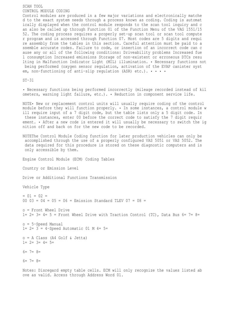 VW Coding Basic Settings | PDF | Throttle | Airbag