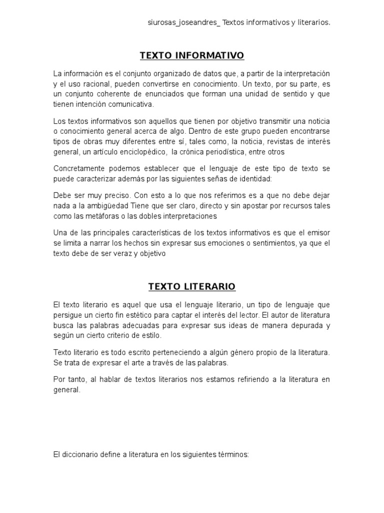Siurosas - Joseandres - Textos Informativos y Literarios. | PDF ...