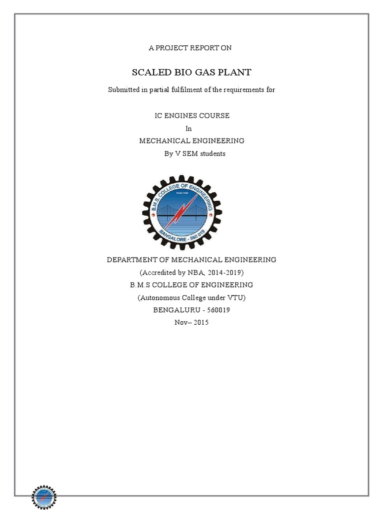 Scaled Biogas Plant Project Report | PDF | Biogas | Anaerobic Digestion