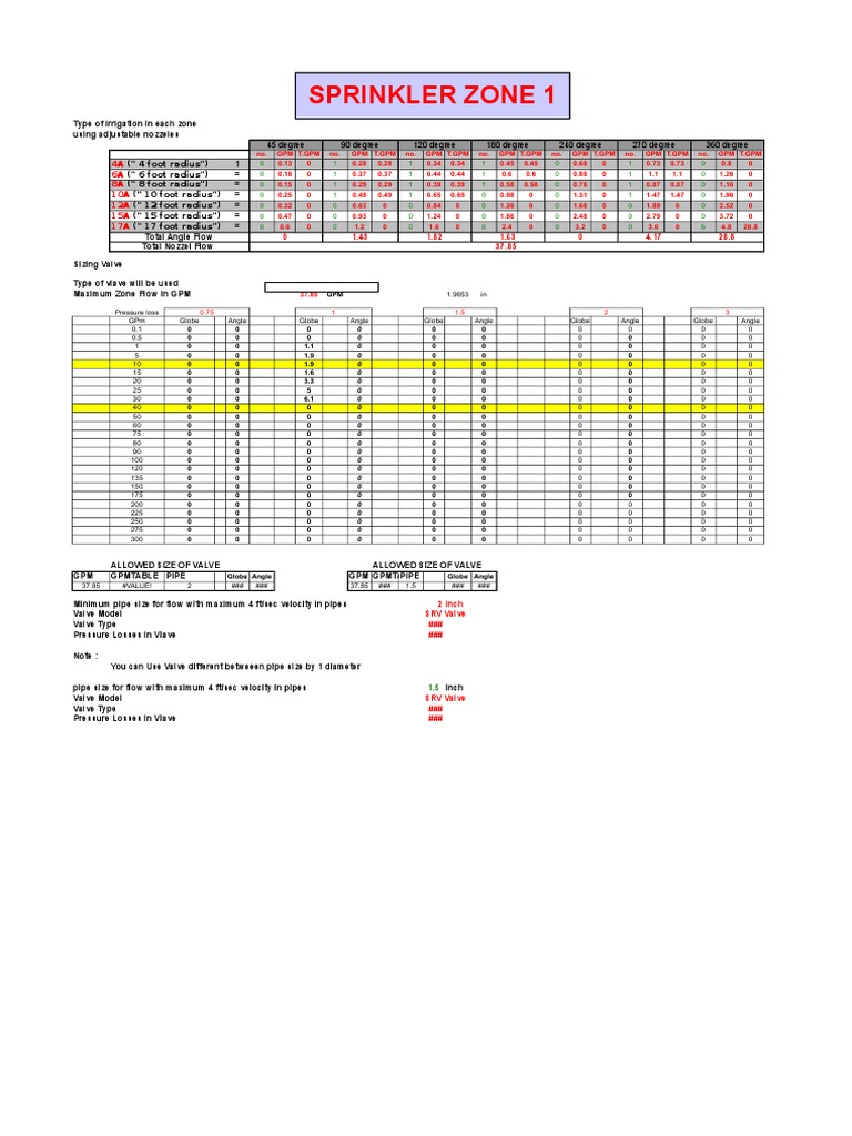 Automatic Irrigation Calculation Sheet | Liquids | Horticulture And ...