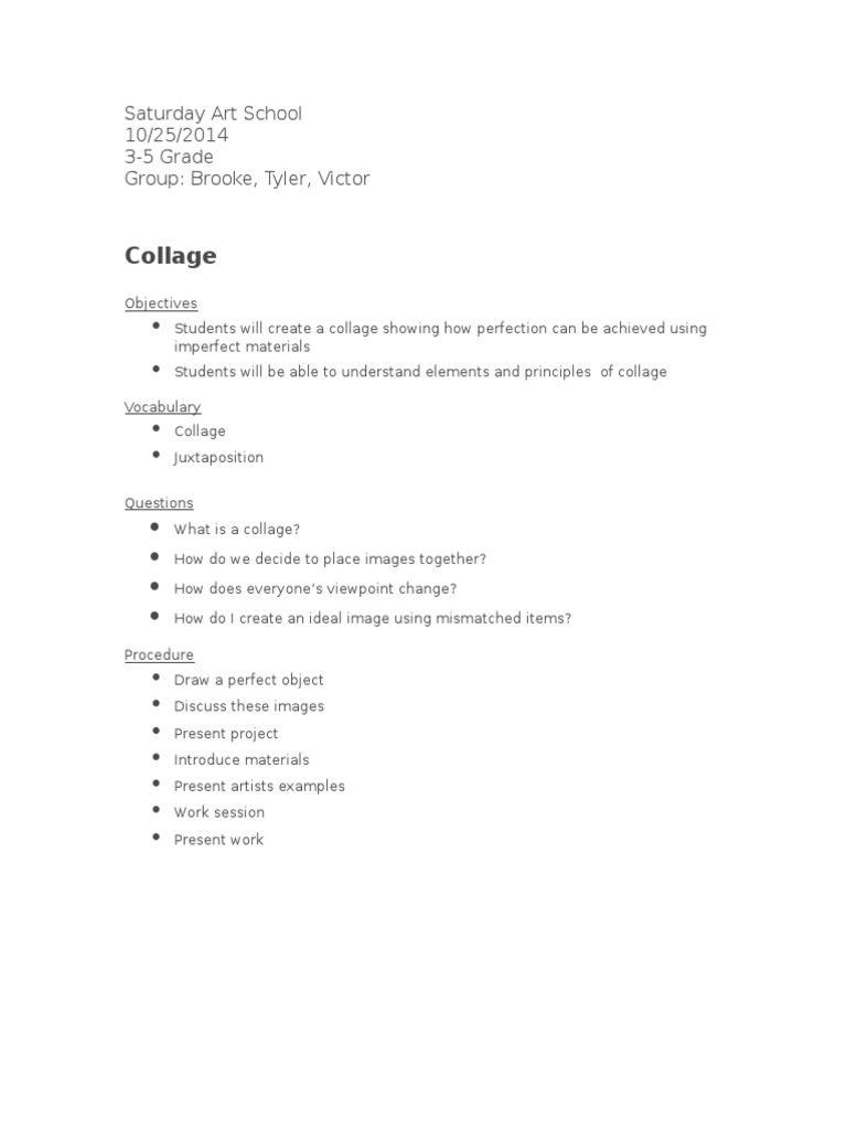Saturday Art School - Collage | PDF